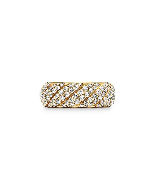 David Yurman Sculpted Cable Band Ring With Diamonds - Gold