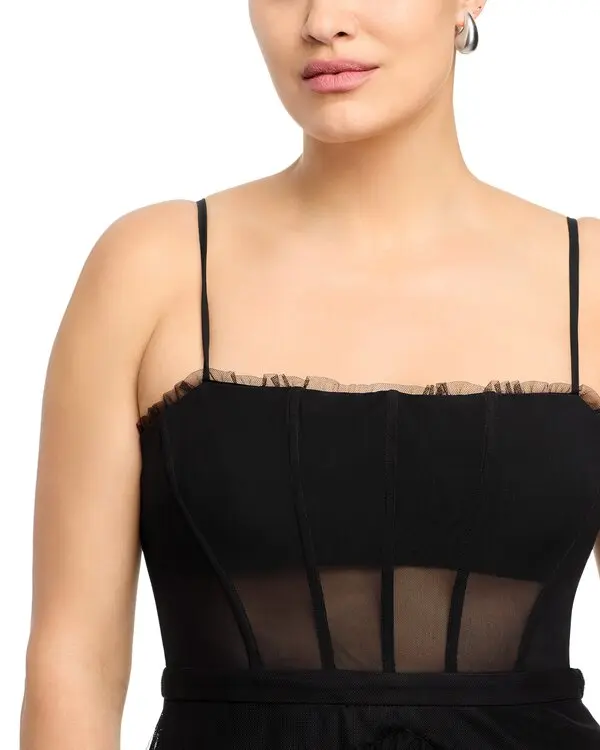 bcbgmaxazria corset tiered evening dress Bcbgmaxazria Corset Tiered Evening Dress In Off White