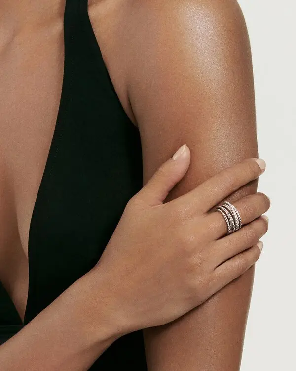 David Yurman Crossover Wide Diamond Ring - White/silver