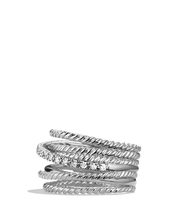 David Yurman Crossover Wide Diamond Ring - White/silver