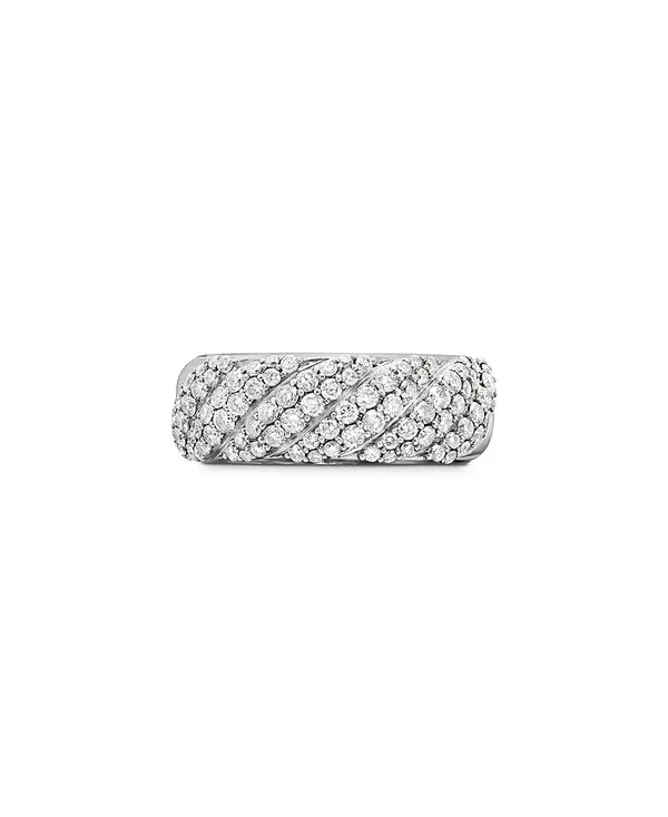 David Yurman Sculpted Cable Band Ring With Diamonds - Silver
