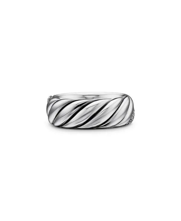 David Yurman Sculpted Cable Band Ring With Diamonds