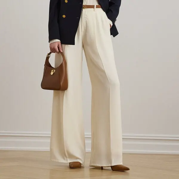 Ralph Lauren Double-faced Georgette Wide-leg Pant - Mascarpone Cream