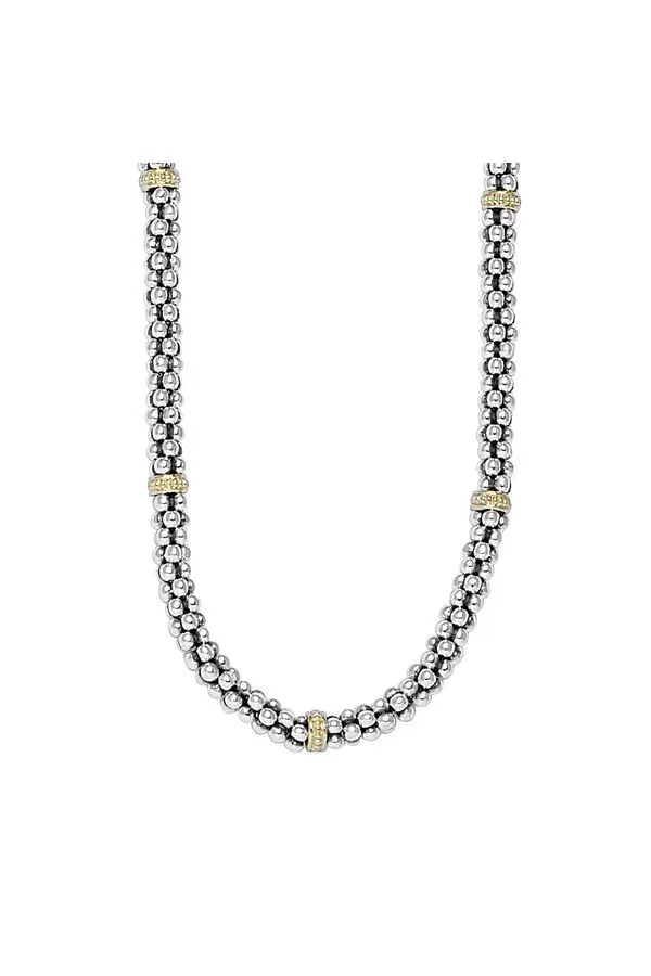 Lagos Signature Caviar Two-tone Beaded Necklace - Gold