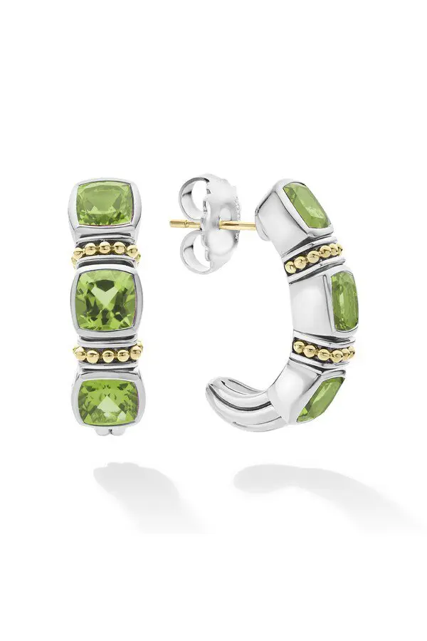 Lagos Rittenhouse Peridot Hoop Earrings In Sterling Silver And 18k - Green