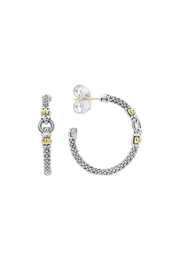 Lagos Signature Caviar Two-tone Hoop Earrings - Gold