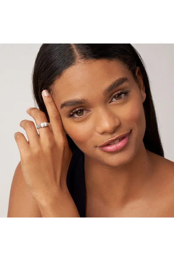 Lagos Caviar Ceramic And Diamond Ring - White