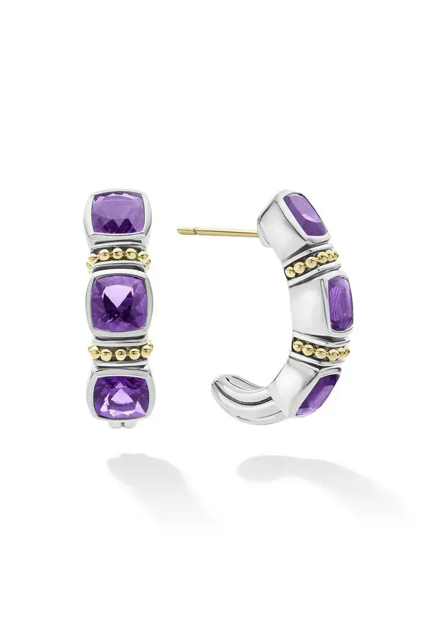 Lagos Rittenhouse Amethyst Hoop Earrings - Gold