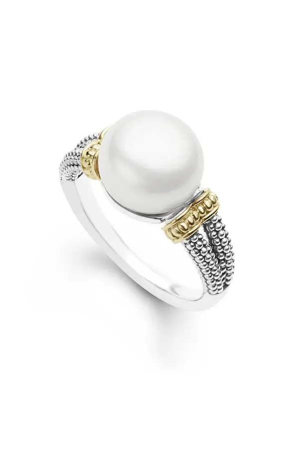 Lagos Luna Caviar Pearl Statement Ring - Gold