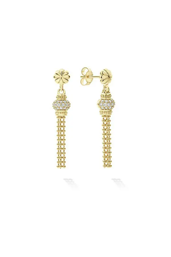 Lagos Caviar 18k Tassel Diamond Drop Earrings - Gold