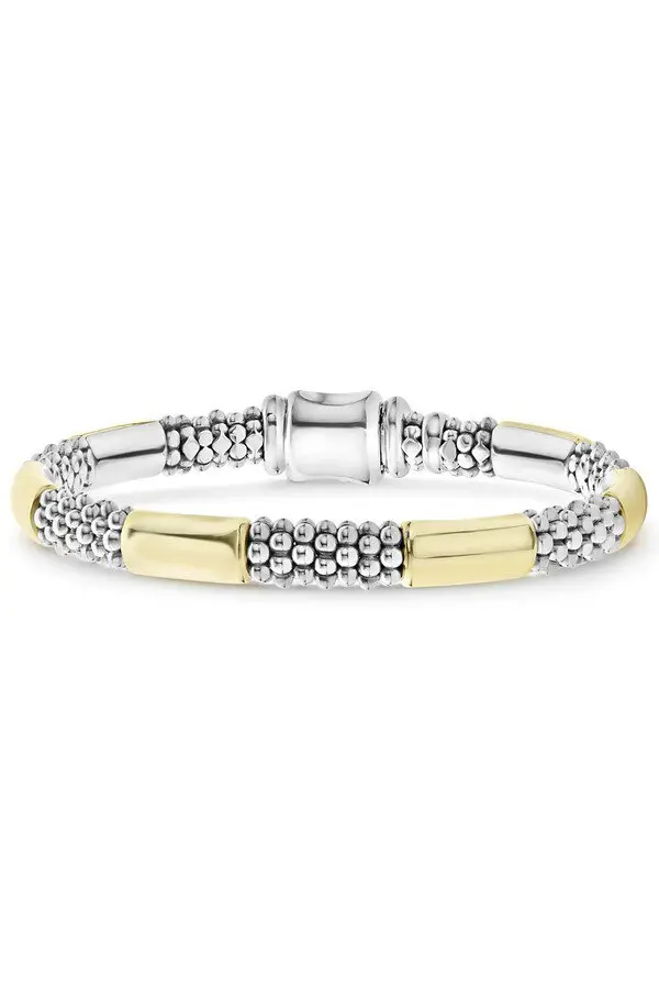 Lagos High Bar Two-tone Station Caviar Bracelet - Gold