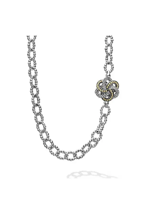 Lagos Love Knot Four Station Two-tone Necklace - Gold