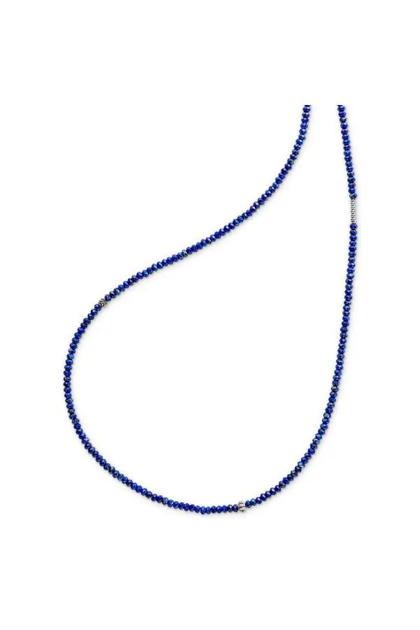 Lagos Caviar Icon Lapis Gemstone Necklace - Silver