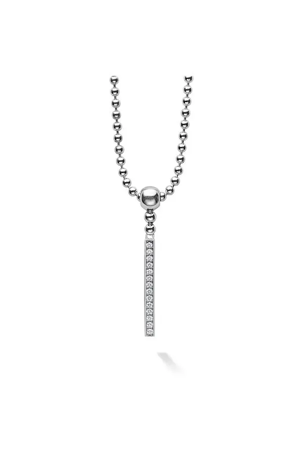 Lagos Caviar Spark Linear Diamond Pendant Necklace - Silver