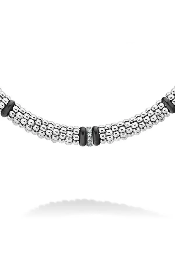 Lagos Caviar Diamond Necklace - Black