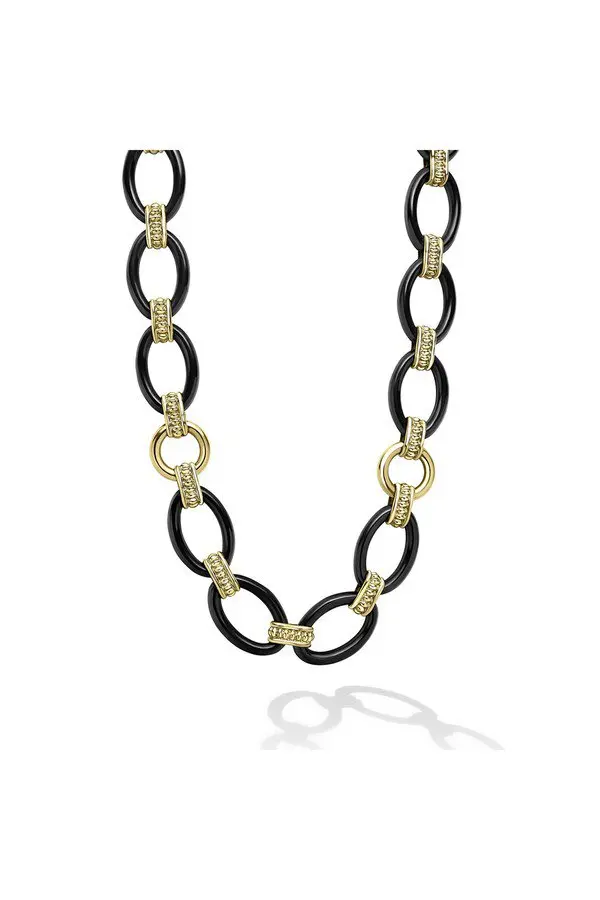 Lagos Meridian 18k And Ceramic Link Necklace - Gold
