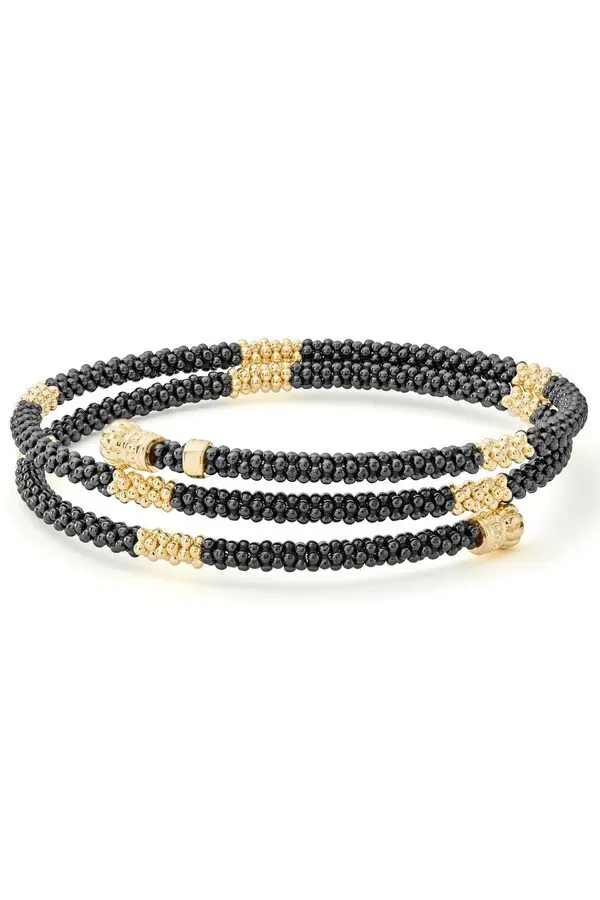 Lagos Black Caviar 18k Ceramic Wrap Bracelet - Gold