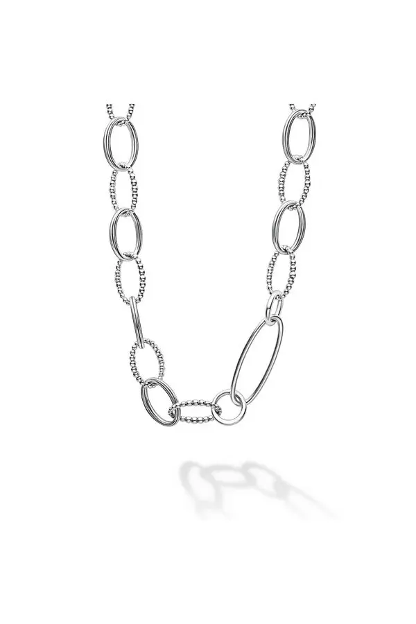 Lagos Signature Caviar Sterling Link Necklace - Silver