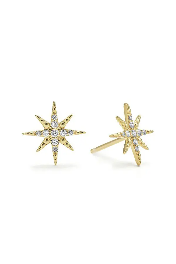 Lagos North Star 18k Diamond Stud Earrings - Gold