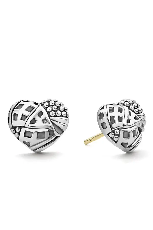 Lagos Keep Memory Alive Heart Stud Earrings - Gold