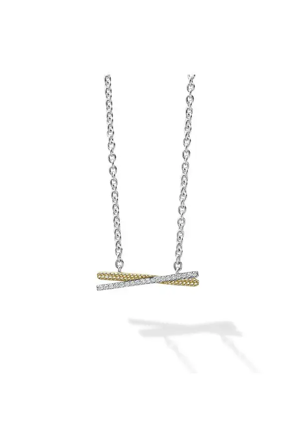 Lagos Caviar Lux Two-tone X Diamond Pendant Necklace - Gold