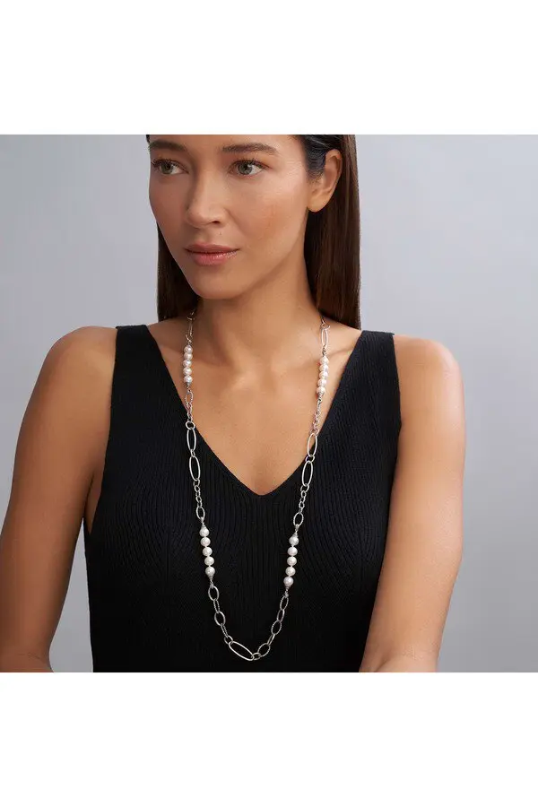 Lagos Luna Caviar Pearl Link Necklace