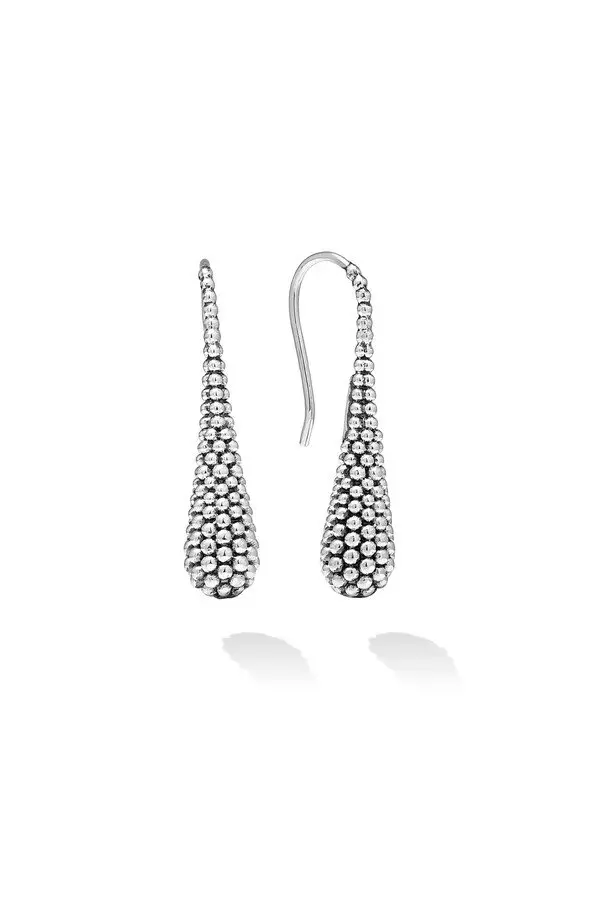 Lagos Signature Caviar Beaded Teardrop Earrings - Silver