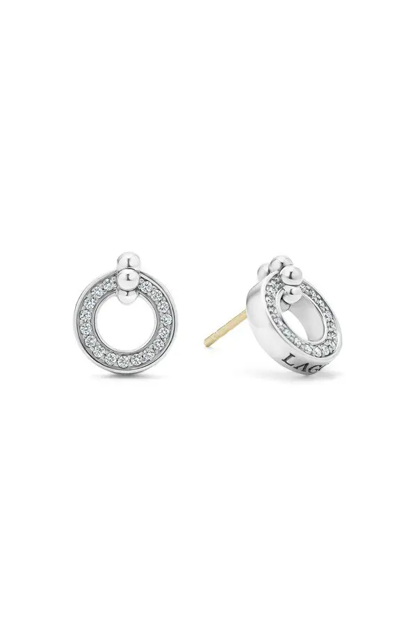 Lagos Caviar Spark Diamond Circle Stud Earrings - Gold