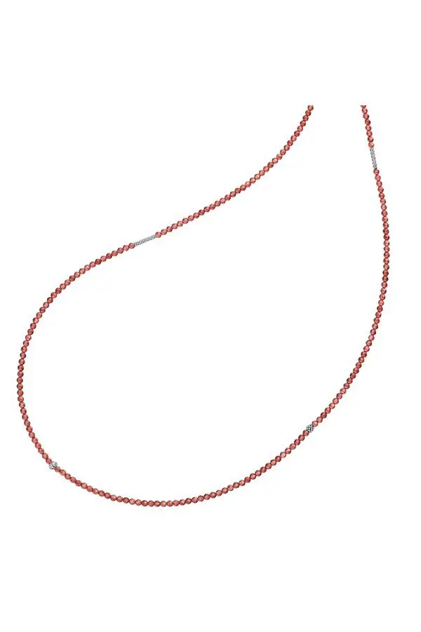 Lagos Caviar Icon Garnet Necklace - Silver