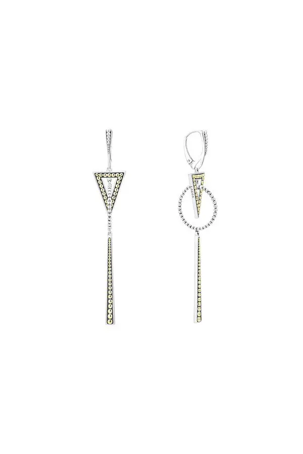 Lagos Signature Caviar Two-tone Triangle Circle Drop Earrings - Gold