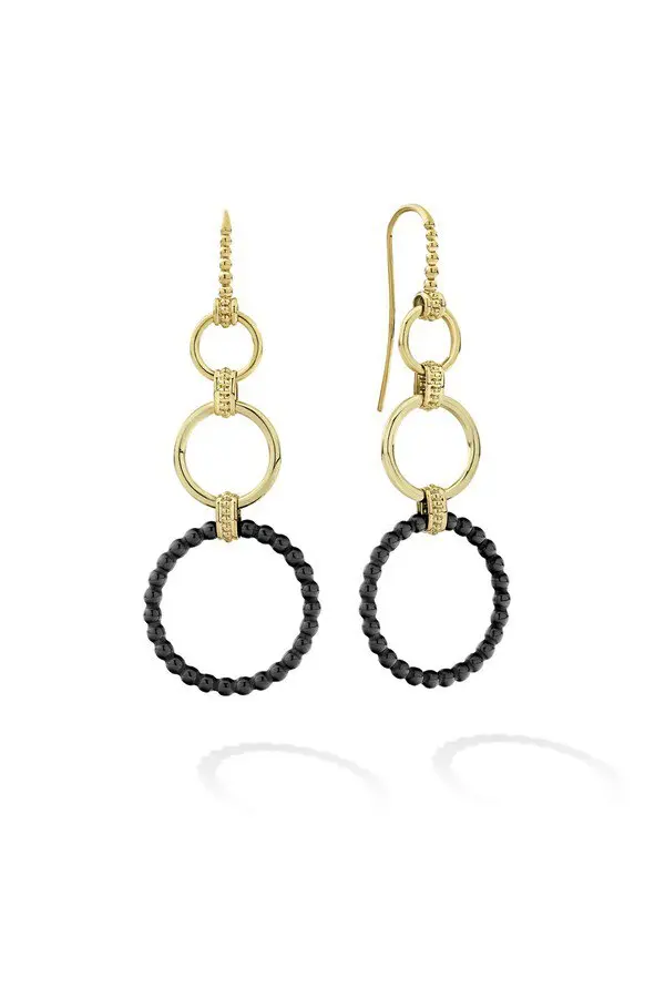 Lagos Meridian 18k And Ceramic Circle Drop Earrings - Gold