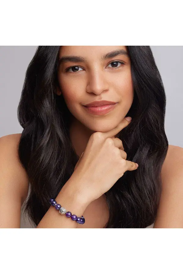 Lagos Amethyst Station Bead Bracelet - Silver