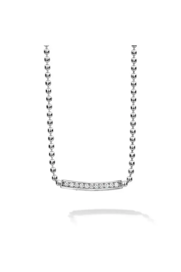 Lagos Caviar Spark Small Station Diamond Beaded Necklace - Silver