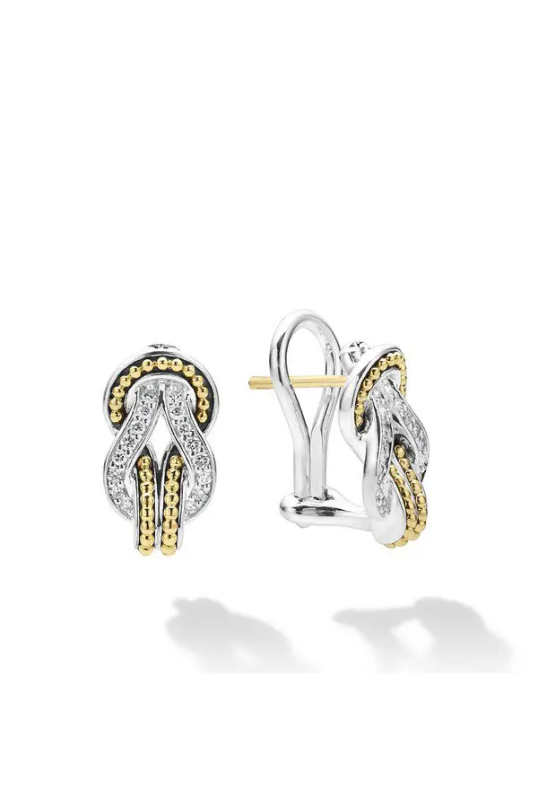 Lagos Newport Knot Diamond Huggie Earrings - Gold