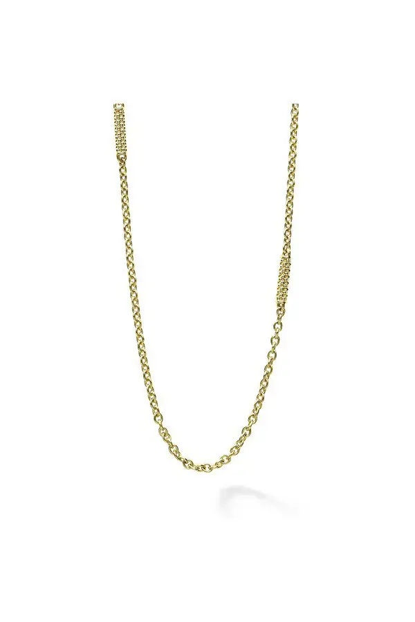 Lagos Signature Caviar 18k Station Chain Necklace - Gold