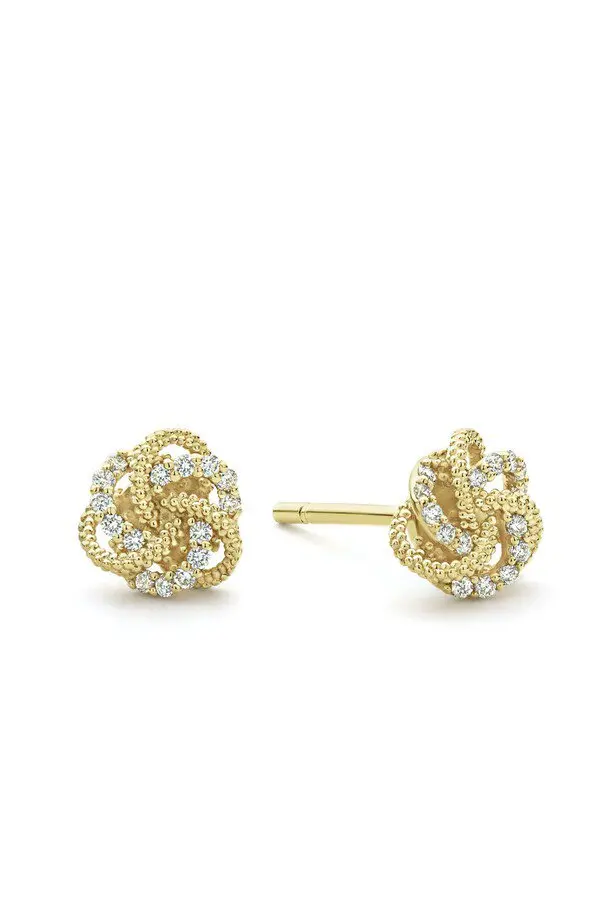 Lagos 18k And Diamond Love Knot Stud Earrings - Gold