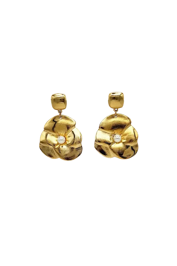 KENNETH JAY LANE Tone Flower Drop Earrings - Gold