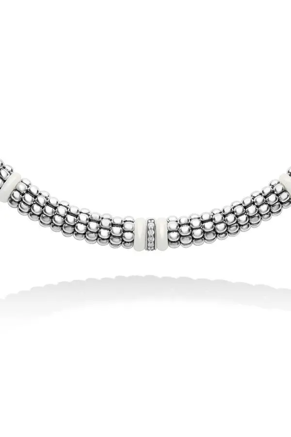 Lagos Caviar Diamond Necklace - White