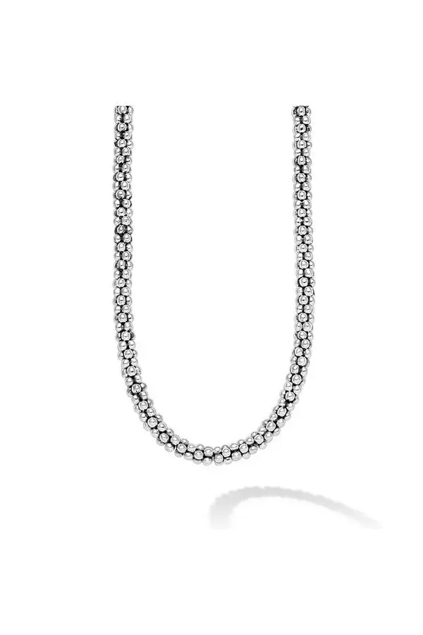 Lagos Signature Caviar 5mm Beaded Necklace - Silver