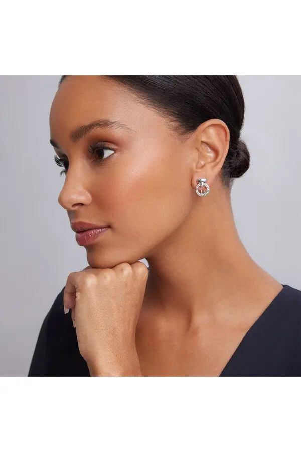 Lagos Enso Caviar Circle Bar Earrings