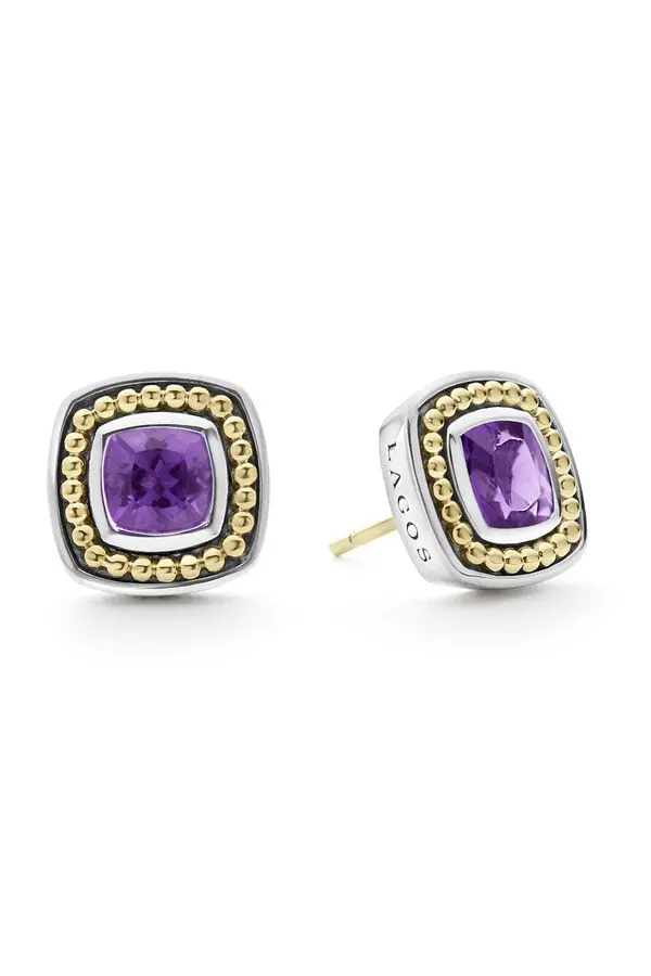 Lagos Rittenhouse Amethyst Stud Earrings - Gold