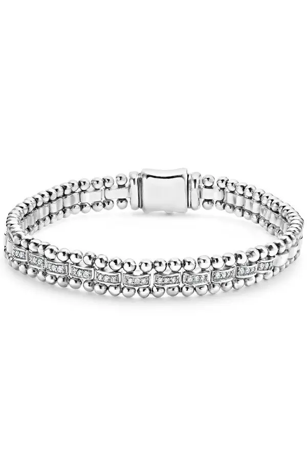 Lagos Caviar Spark Diamond Link Bracelet - Silver