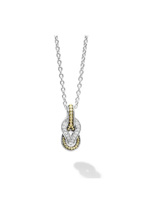 Lagos Newport Petite Two-tone Knot Diamond Pendant Necklace - Gold