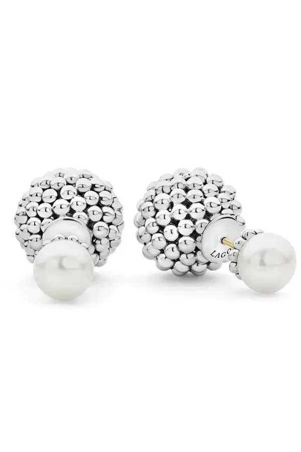 Lagos Signature Caviar Pearl Front-back Earrings - Gold