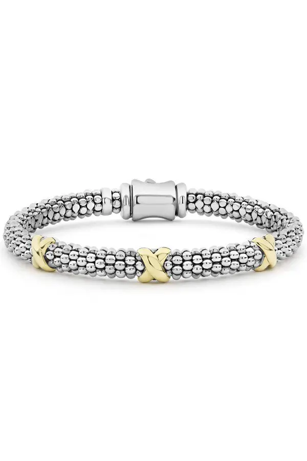 Lagos Embrace Three Station Caviar Bracelet - Gold