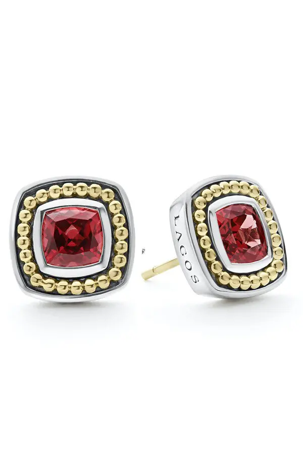 Lagos Rittenhouse Rhodolite Garnet Stud Earrings - Gold
