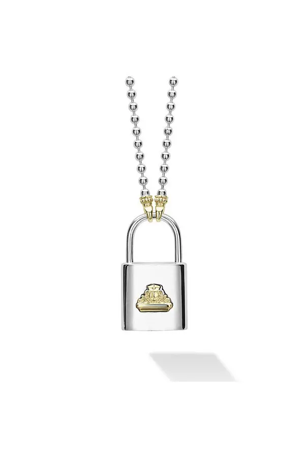 Lagos Beloved Large Two-tone Lock Pendant Necklace - Gold