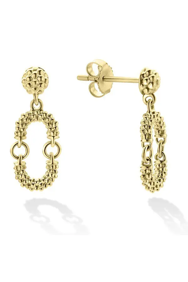 Lagos Signature Caviar Petite 18k Drop Earrings - Gold