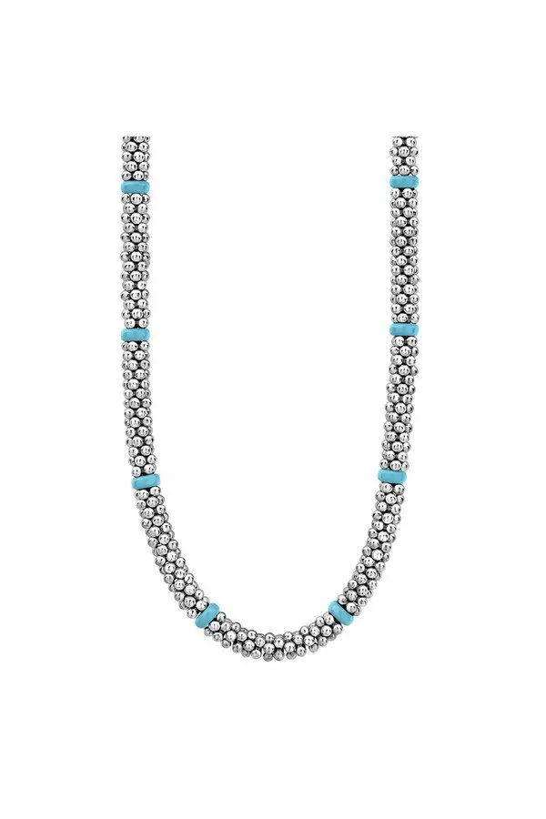Lagos Caviar Ceramic Station Necklace - Blue