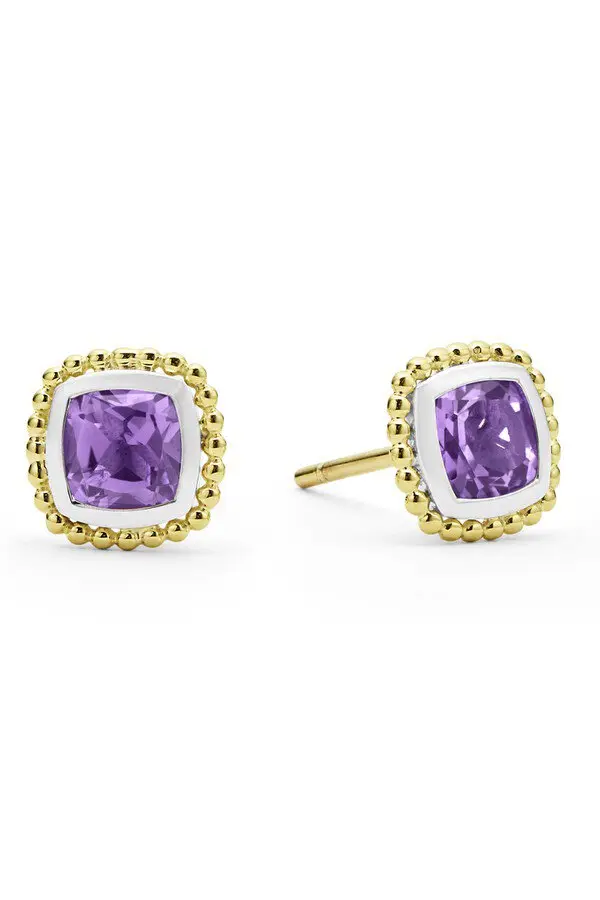 Lagos Rittenhouse Two-tone Amethyst Stud Earrings - Gold